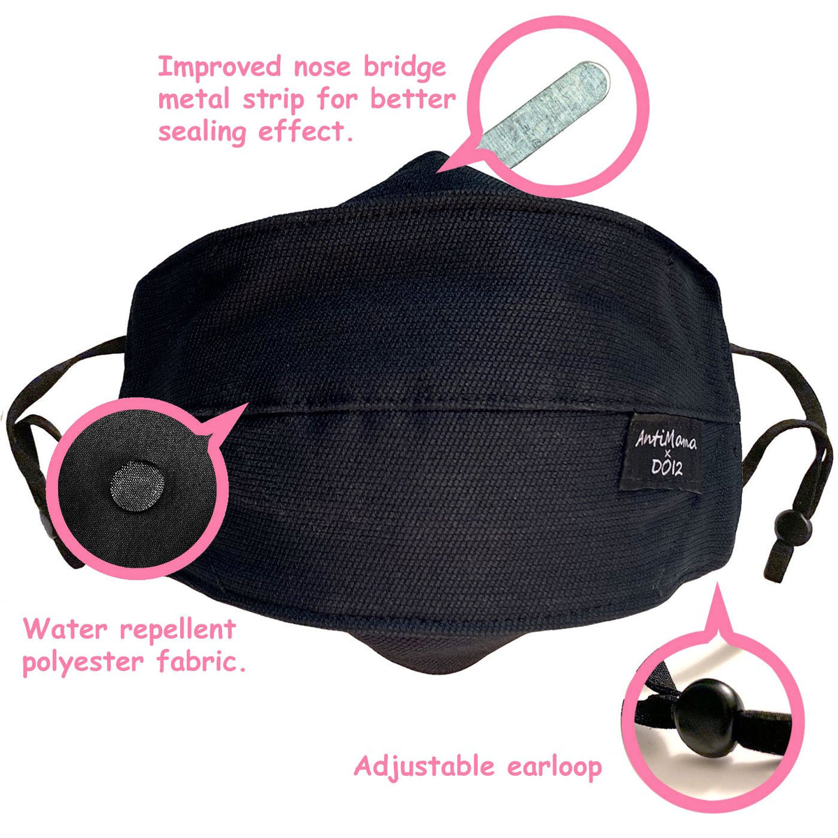 Origami Style Reusable Polyester Cloth Face Mask (Black) – Kelamy